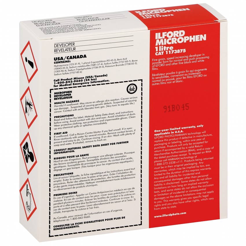 Révélateur film ILFORD poudre - 2 sachets (Partie A et B) (Pour 1L ...