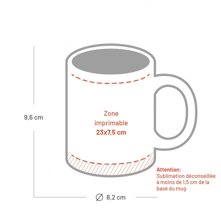 Mug céramique TECHNOTAPE Pack mug blanc pour sublimation - 330ml ...